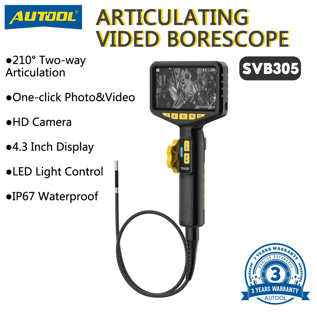 AUTOOL SVB305 1080 HD Automotive Industrial Endoscope with Light ...