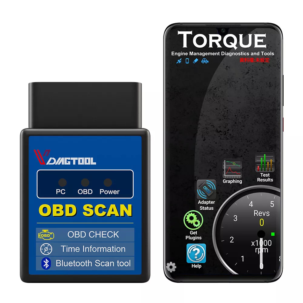 VDIAGTOOL OBD2 Bluetooth OBD Car Scanner ECU Diagnostic Scan Engine ...