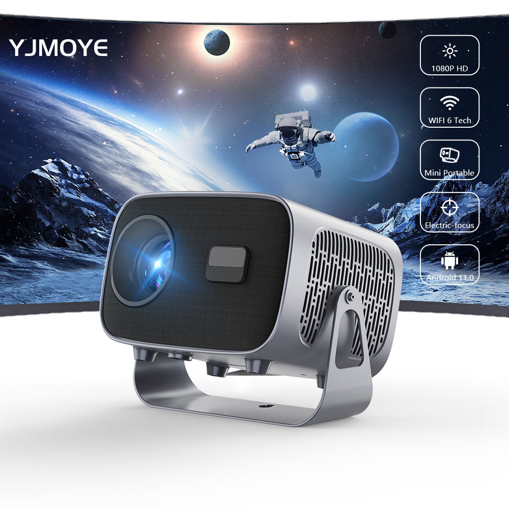YJMOYE Projector M10 Smart Mini Android11.0 1080P 4K WiFi6 Portable ...