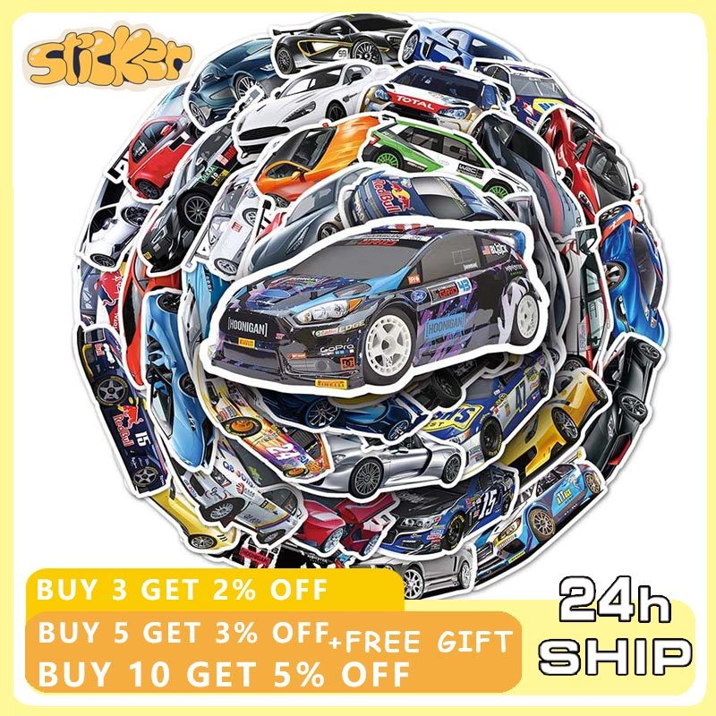 51PCS Sports Car Stickers Laptop Guitar Luggage Bike Skateboard ...