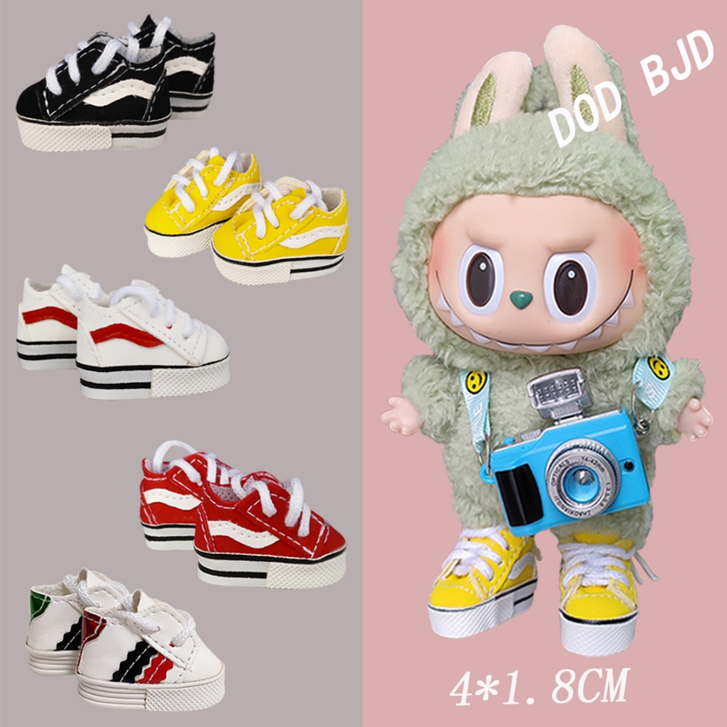 Labubu Shoes (4*1.8cm) Doll Sneakers Canvas , for 17cm Labubu Macaron ...