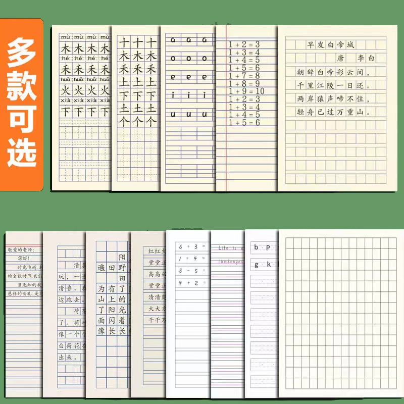 【10 Books】 Basic Chinese English Maths Pinyin Hanzi Writing Exercise ...