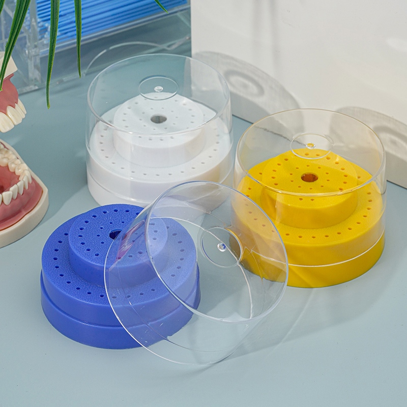60 Holes Round Dental Bur Holder Block Case Box Slots with Plastic ...