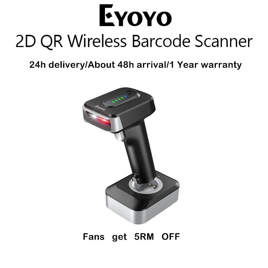 Eyoyo 2D QR Wireless Barcode Scanner, Easy to Use, 3-in-1 Bluetooth and ...
