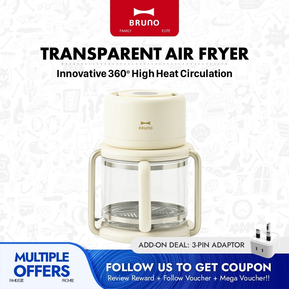 BRUNO 3.5L Air Fryer 360° See-Through Electric Fryer Oil-Free Fryer BOE122 | Shopee Malaysia