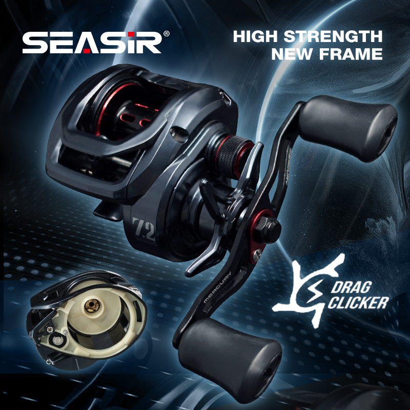 SEASIR Mercury Baitcasting Fishing Reel 5+1BB 7.2:1 Gear Ratio Drag 8kg ...