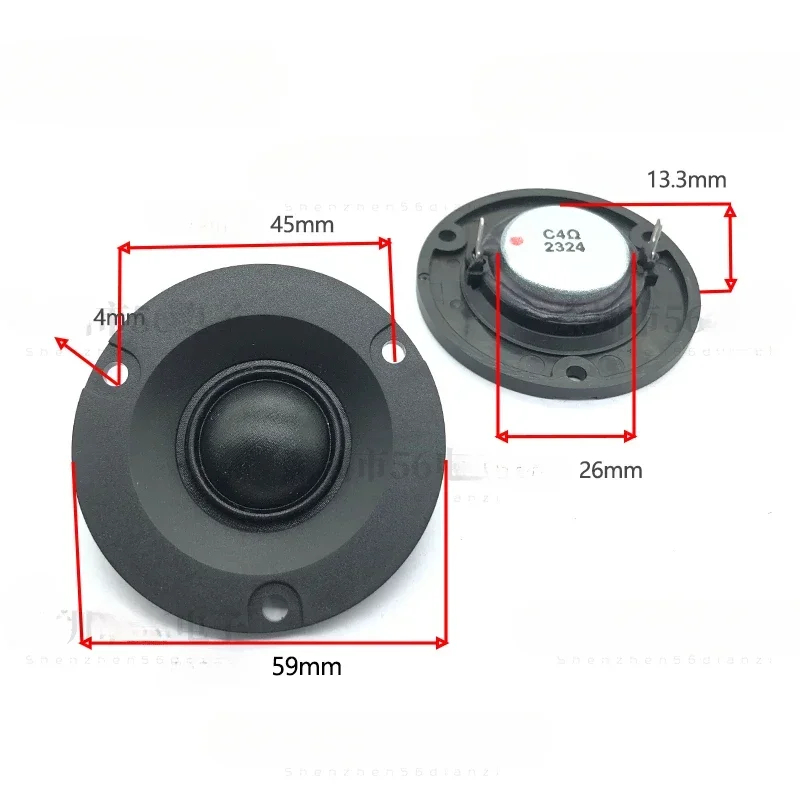 SOTAMIA 2Pcs 60MM Tweeter Audio Speaker 4 Ohm 10W Dome Silk Membrane ...