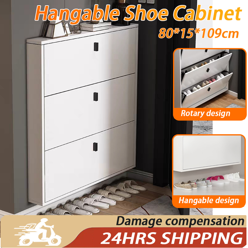 3 Tier 15cm Shoe Rack Cabinet 鞋柜 Hanging Tipping Almari Kasut Bertutup ...