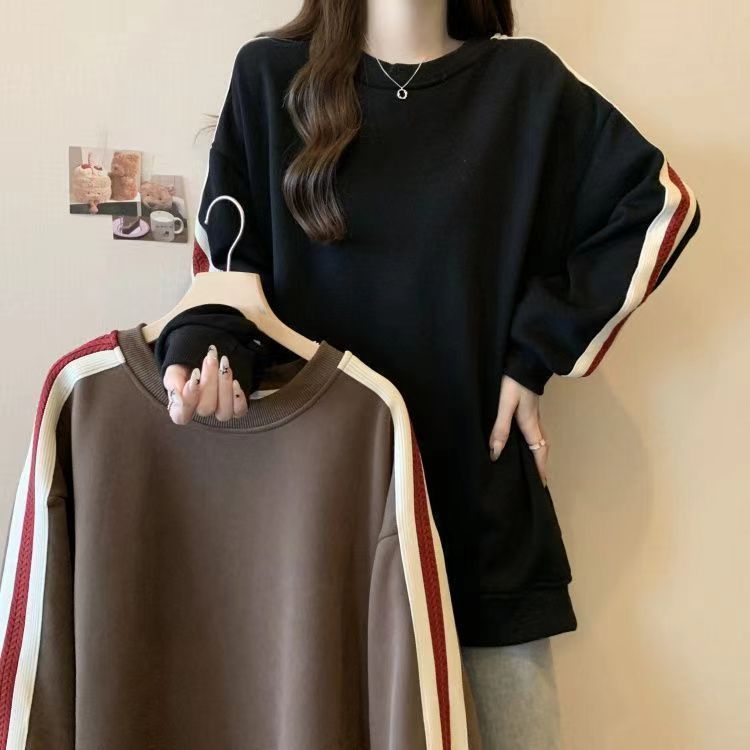 [40-100Kg] Plus Size Oversized Sweatshirt Women Korean Style Stitching ...