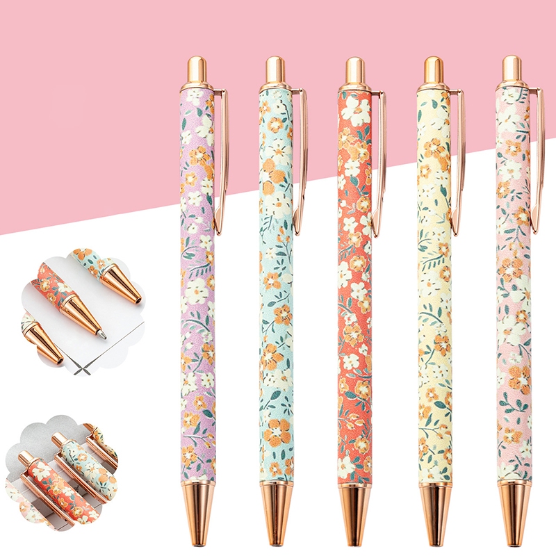 Luxury Floral Ballpoint Pens Kawaii Metal 1.0mm Signature Pens Smooth ...