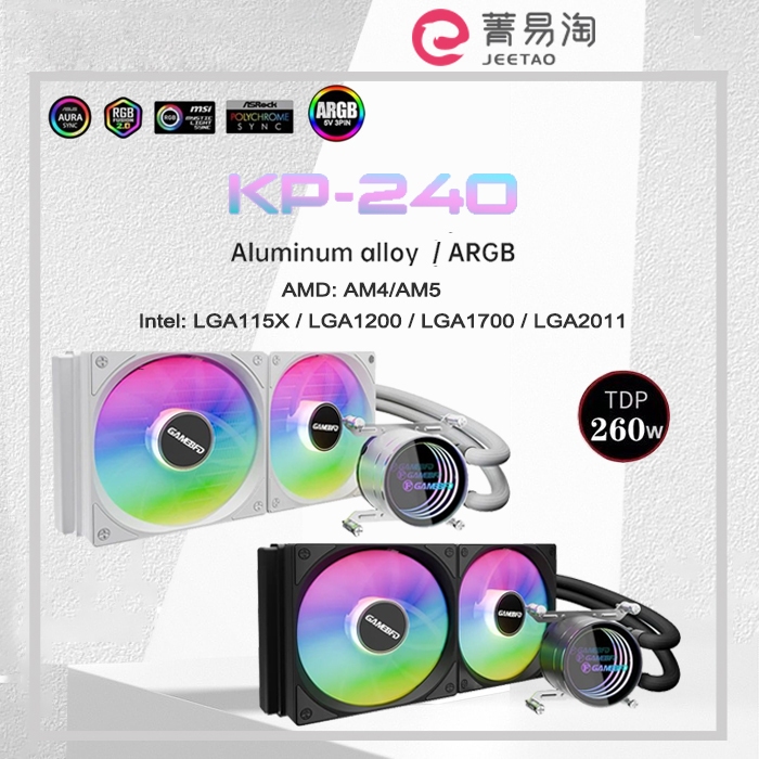 KP-240 CPU 240mm Water Cooling Computer Cooler AIO RGB ARGB Liquid Fan ...