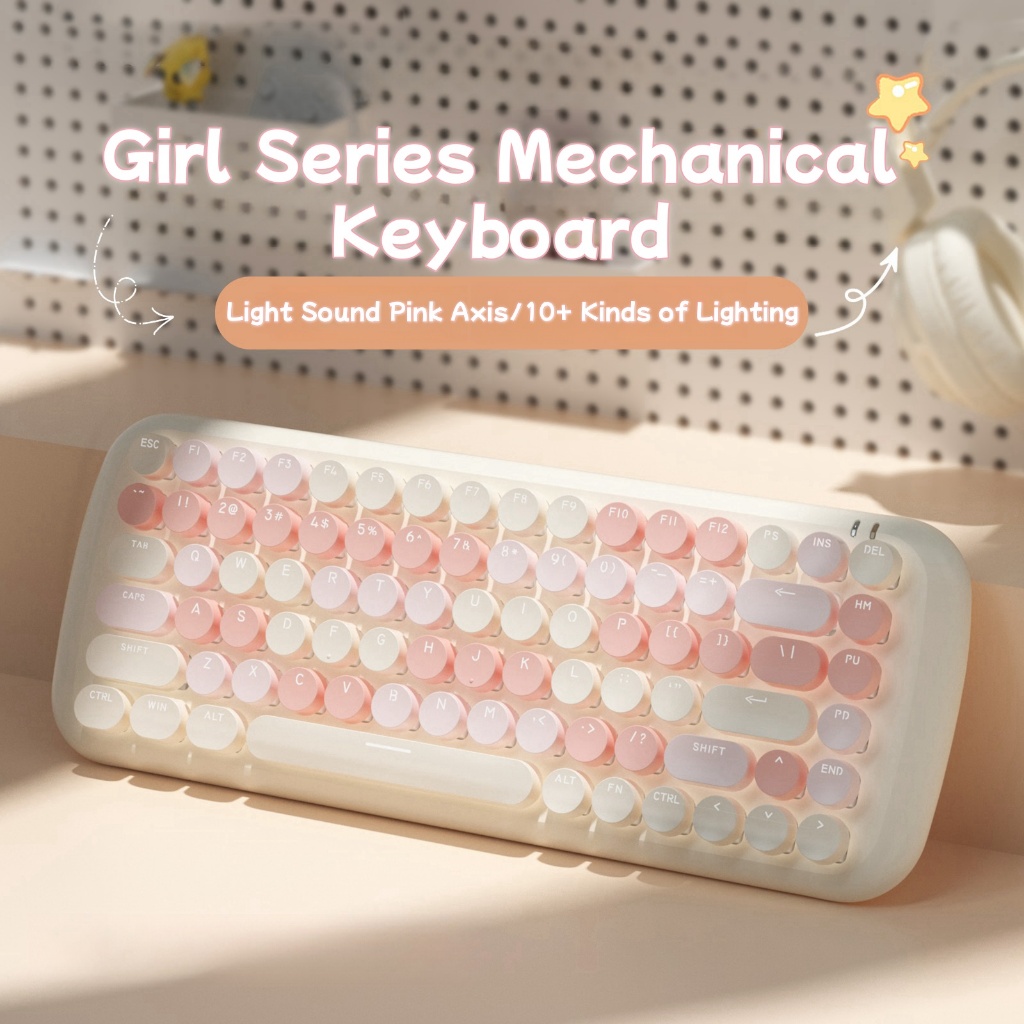 [Ready Stock] Girl Series Mechanical Keyboard 87 Keys Cute Retro ...