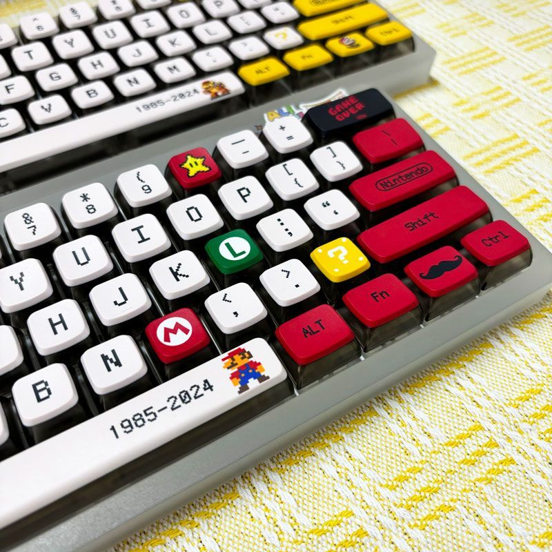 125 Keys Mario Pudding Mechanical Keyboard Keycaps PBT Dye-sublimation ...