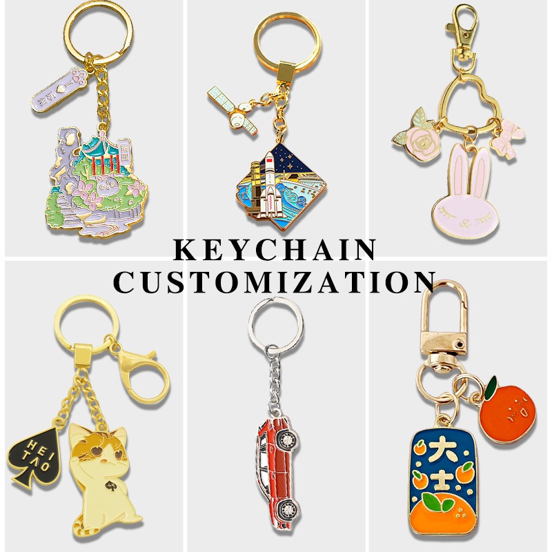 Custom Metal Keychains logo Paint Key Rings Pendant Corporate School ...