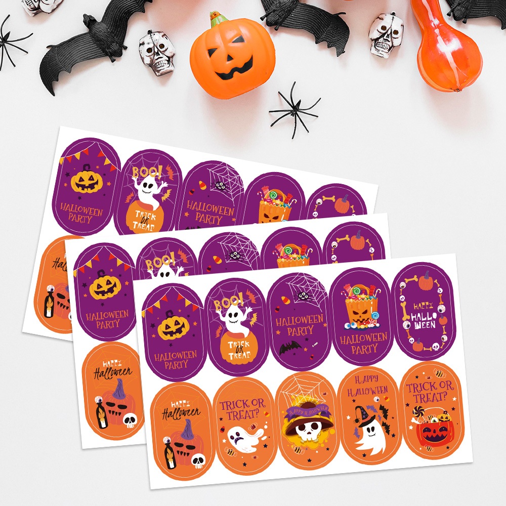 100 Pcs/Pack Cartoon Funny Happy Halloween Stickers Halloween Gift ...