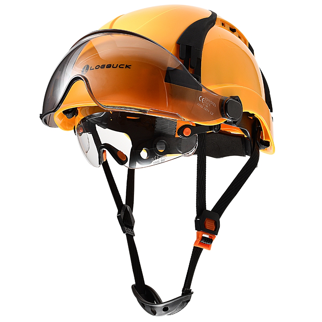 Loebuck Safety Helmet with Double Goggles ANSI Z89.1 and EN397 Approved ...