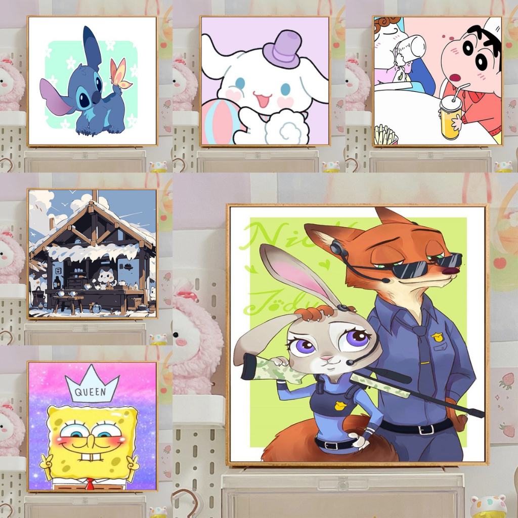 20 × 20cm with frame, draw paint numbers according to numbers, suitable ...