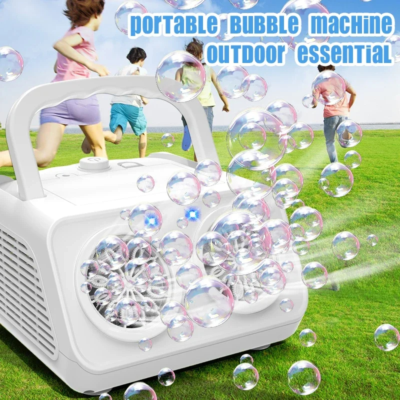 26 Hole Double Automatic Bubble Machine Outdoor Portable Bubble Maker ...