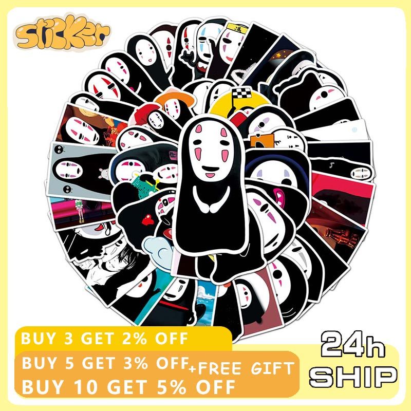 50pcs Faceless Man Sticker Miyazaki Hayao Anime Spirited Away ...