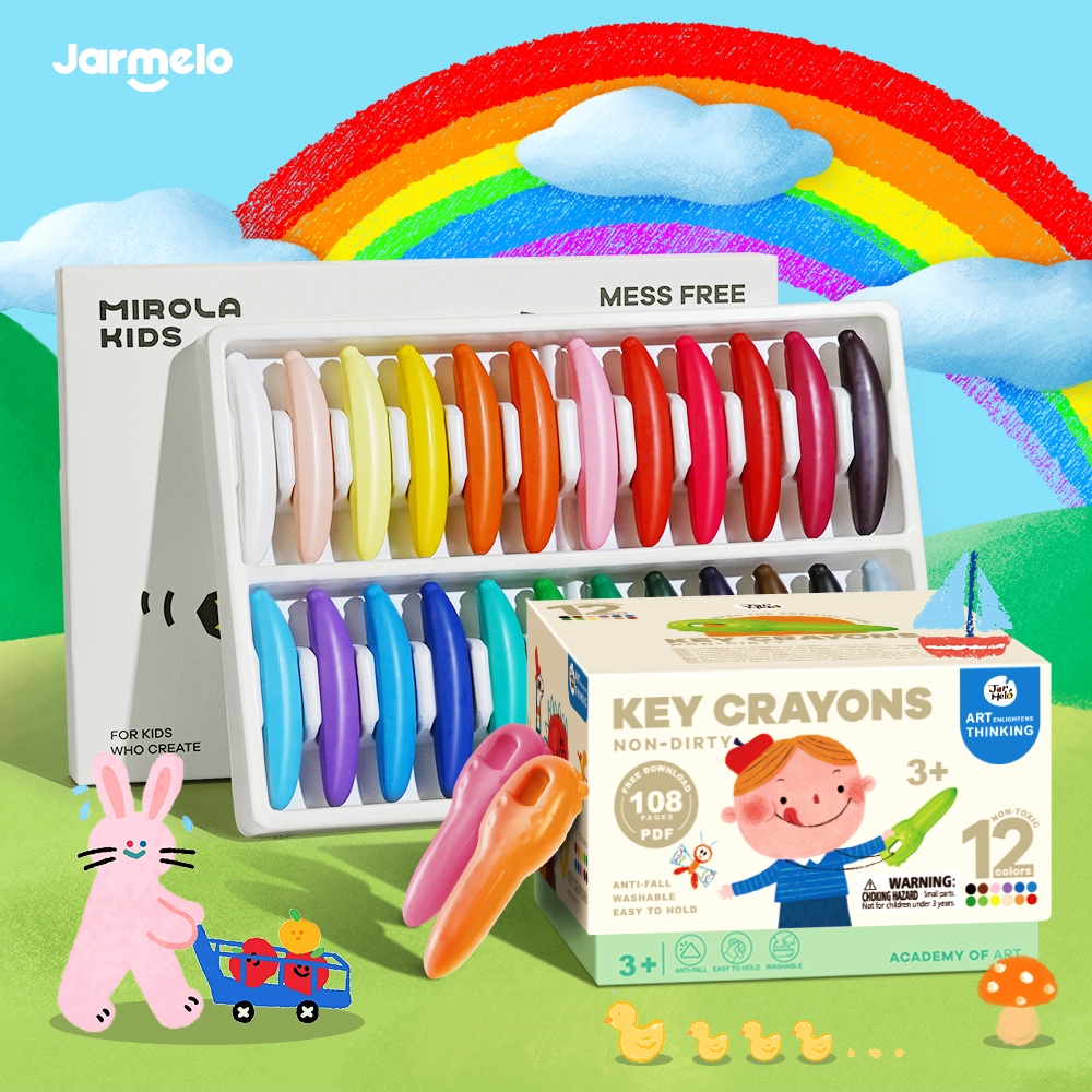 Jar Melo Mess Free Crayons for kids 24 Colors Washable Jumbo Crayons ...