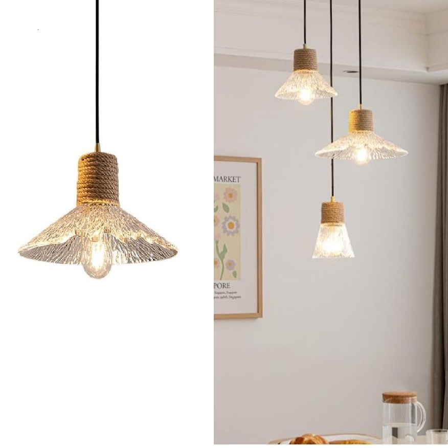 LAMPU GANTUNG SILING WOODEN HANGING LIGHT JAPANESE STYLE CLEAR GLASS ...