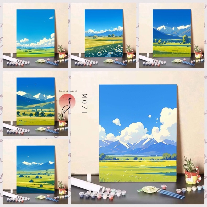 MOZI 40 * 50cm/30 * 40cm Prairie Landscape Paint By Numbers Digital Oil ...