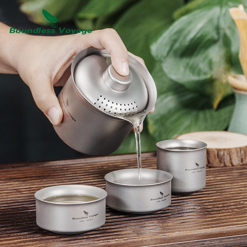 Boundless Voyage Titanium Tea Bowl Cups Set 125ml Double-Layer Tea ...