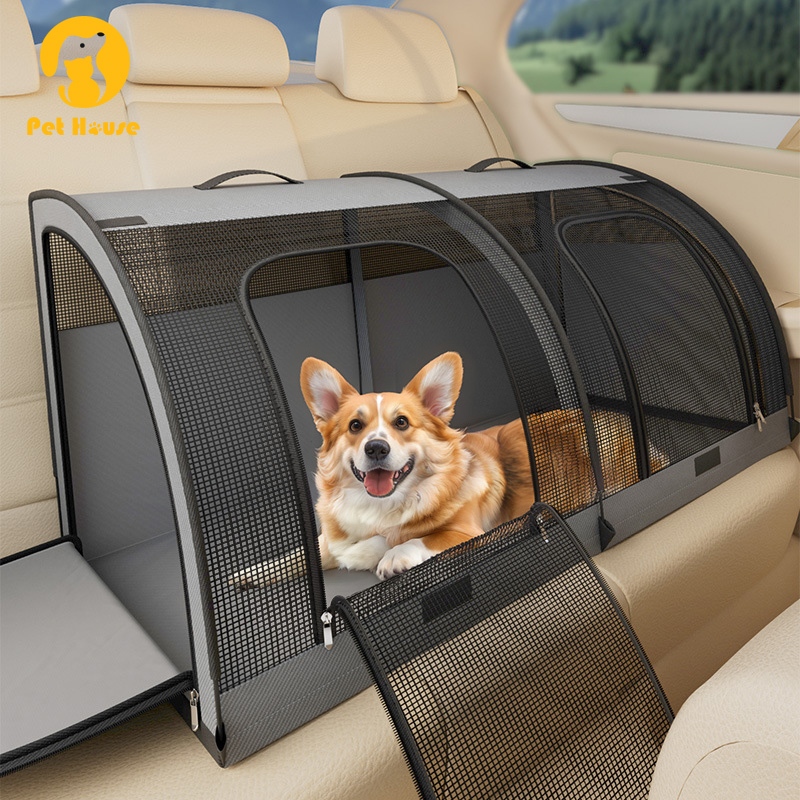 Cat Cage Dog Cage Large Space Breathable Car Transport Pet Cage Double ...