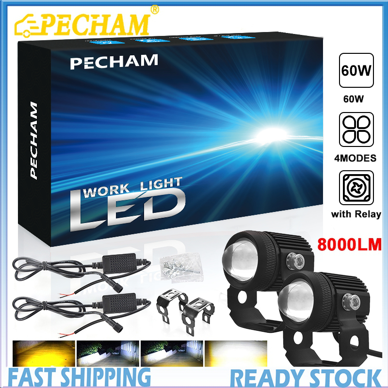 PECHAM 2PCS Mini Driving Light 8000LM 4Modes Led Light Motor Car ...
