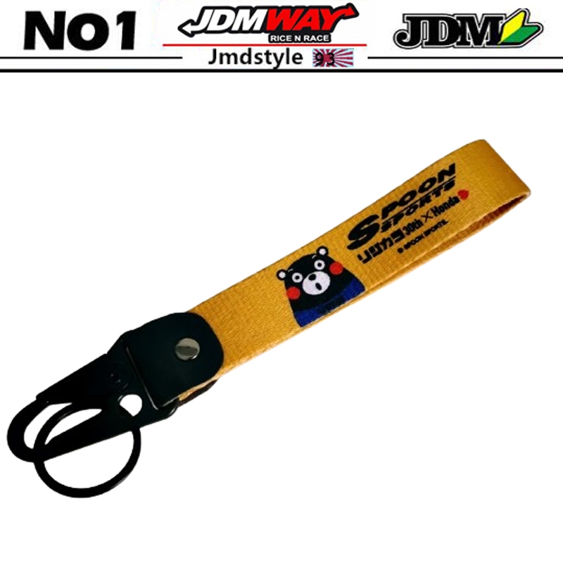 JDM SPOON SPORTS Car keytags Strap keychian Emblem Nylon Webbing Blue ...