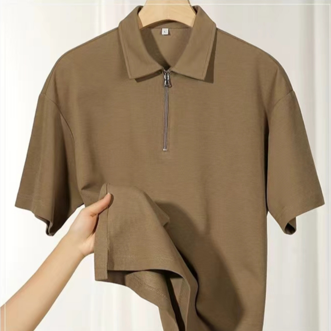 【From Perak】ProMan pure Color Simple Half Zipper Short Sleeve Men Loose ...