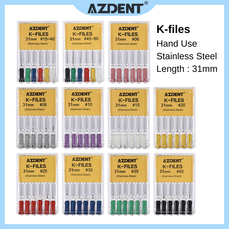 6pcs | AZDENT Stainless Steel Hand Use Dental K Files 31mm | Shopee ...