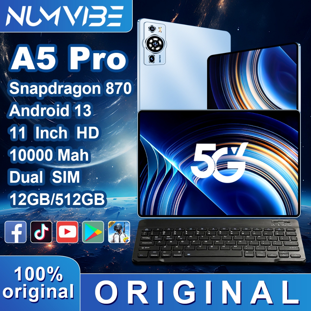 NUMVIBE A5 Pro 11-inch HD screen 120HZ Tablet Android 13 Snapdragon 870 ...