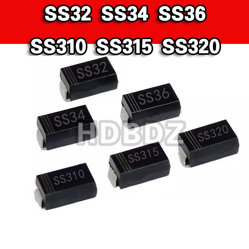 20-100pcs SS32 SS34 SS36 SS310 SS315 SS320 SMA DO214AC Shoteki Diode IC ...