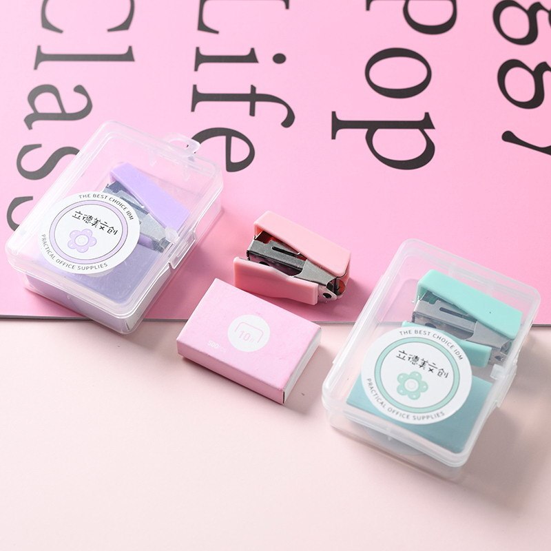 Cute Macaron Stapler Set with 500pcs 10# Staples Kawaii Paper Clips DIY ...