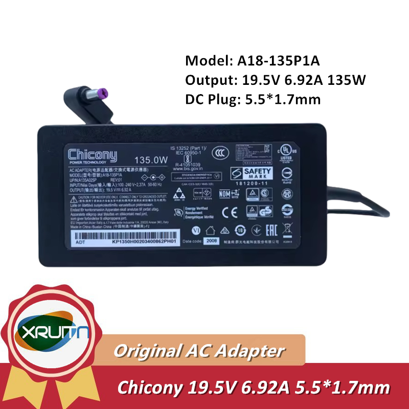 Genuine Chicony A18-135P1A A135A025P 19.5V 6.92A 135W AC Adapter For ...