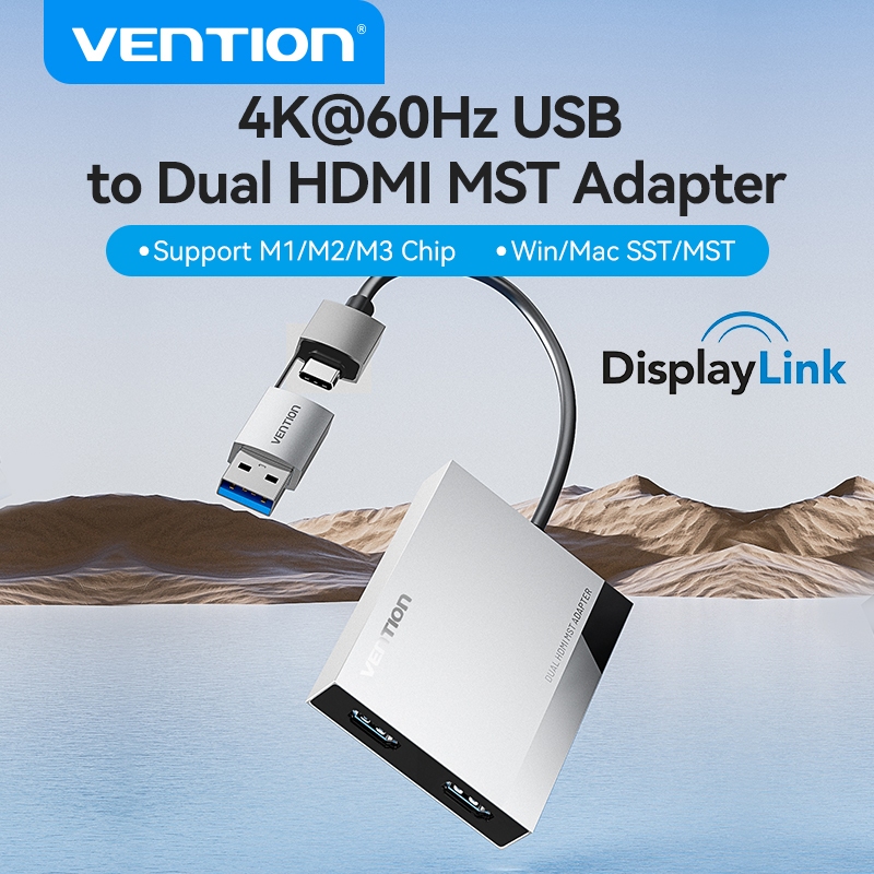 Vention Displaylink USB A+C to Dual MST HDMI Adapter USB-C USB to HDMI ...