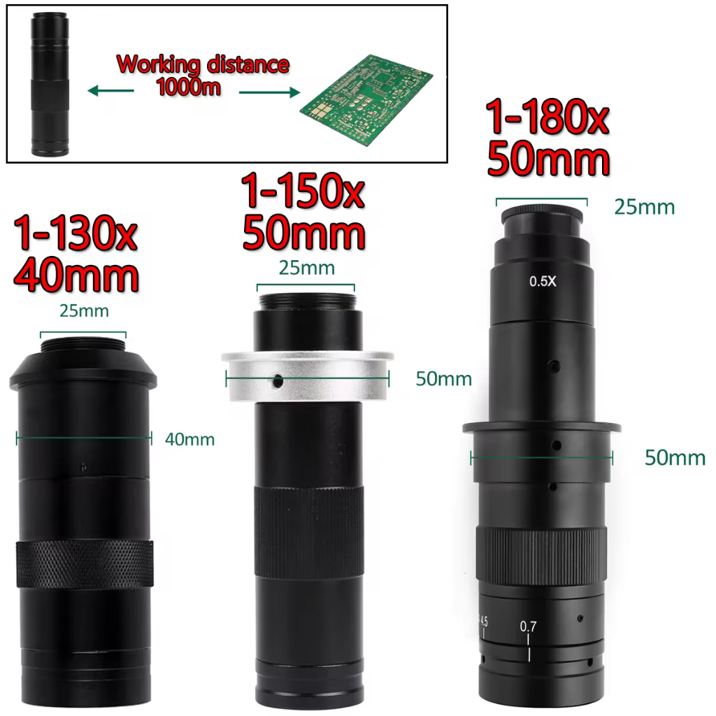 YIZHAN Magnification Adjustable 180X 150X 130X Zoom C Mount Lens 0.7X~4 ...