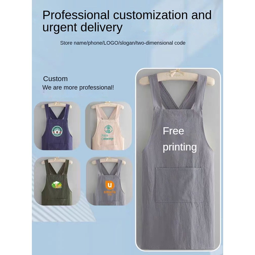 Ready Stock Apron Cotton Custom Apron Kitchen Anti fouling Apron ...