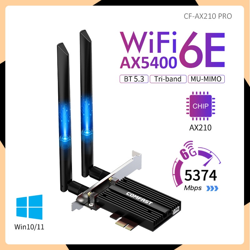 5374Mbps WiFi6E Intel AX210 PCIe Wireless Network Card 2.4G/5G/6GHz WiFi 6e Adapter 802.11ax/ac ...