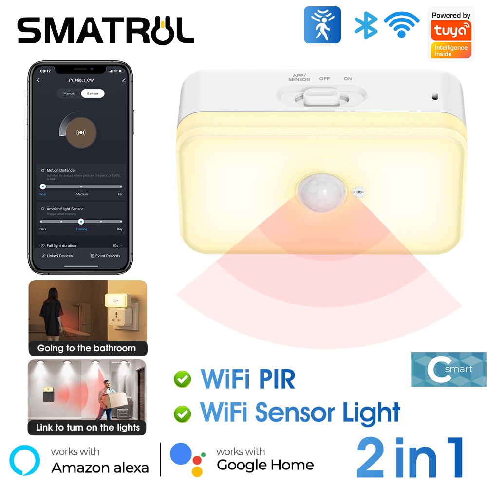 SMATRUL LED PIR Tuya WiFi Human Body Motion Sensing Warm White Dual ... SMATRUL LED PIR Tuya WiFi Human Body Motion Sensing Warm White Dual ...