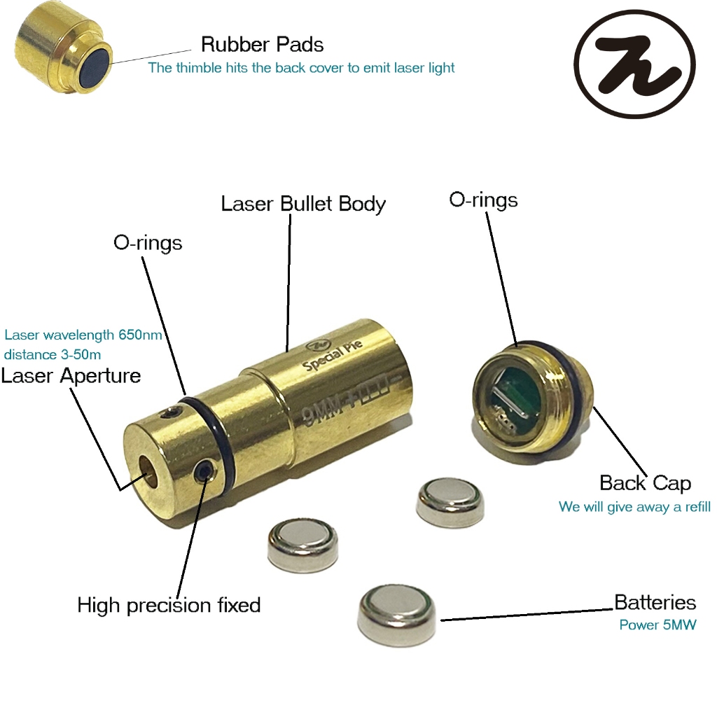 9mm/380super/40S&W/223Rem/38ACP laser training bullet dry fire laser ...