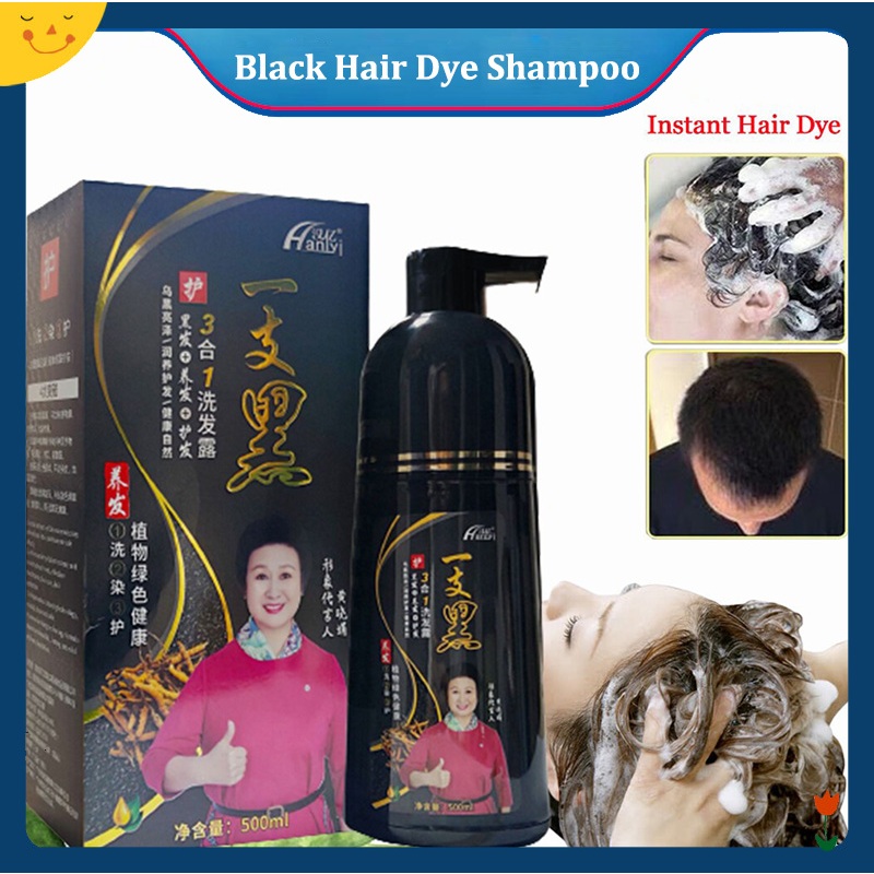 Black Hair Dye Shampoo Natural Polygonum Multiflorum Shampoo Effective White Hair Turns to Black ...