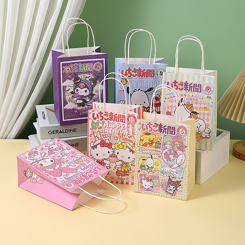 STHB Kraft Paper Gift Bags Anime Cartoon Hello Kitty Kuromi Pochacco ...