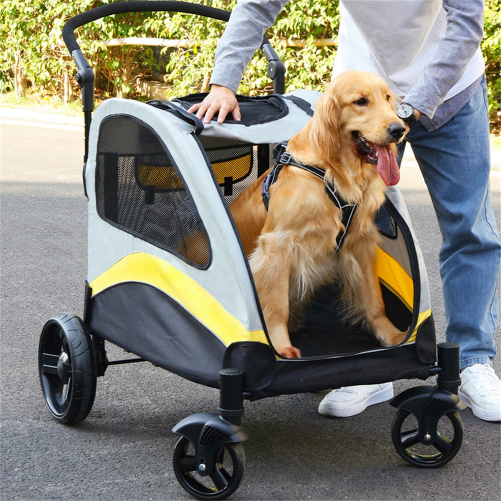 One-key Foldable Dog Jogger Wagon Stroller with 4 Wheels Adjustable ...