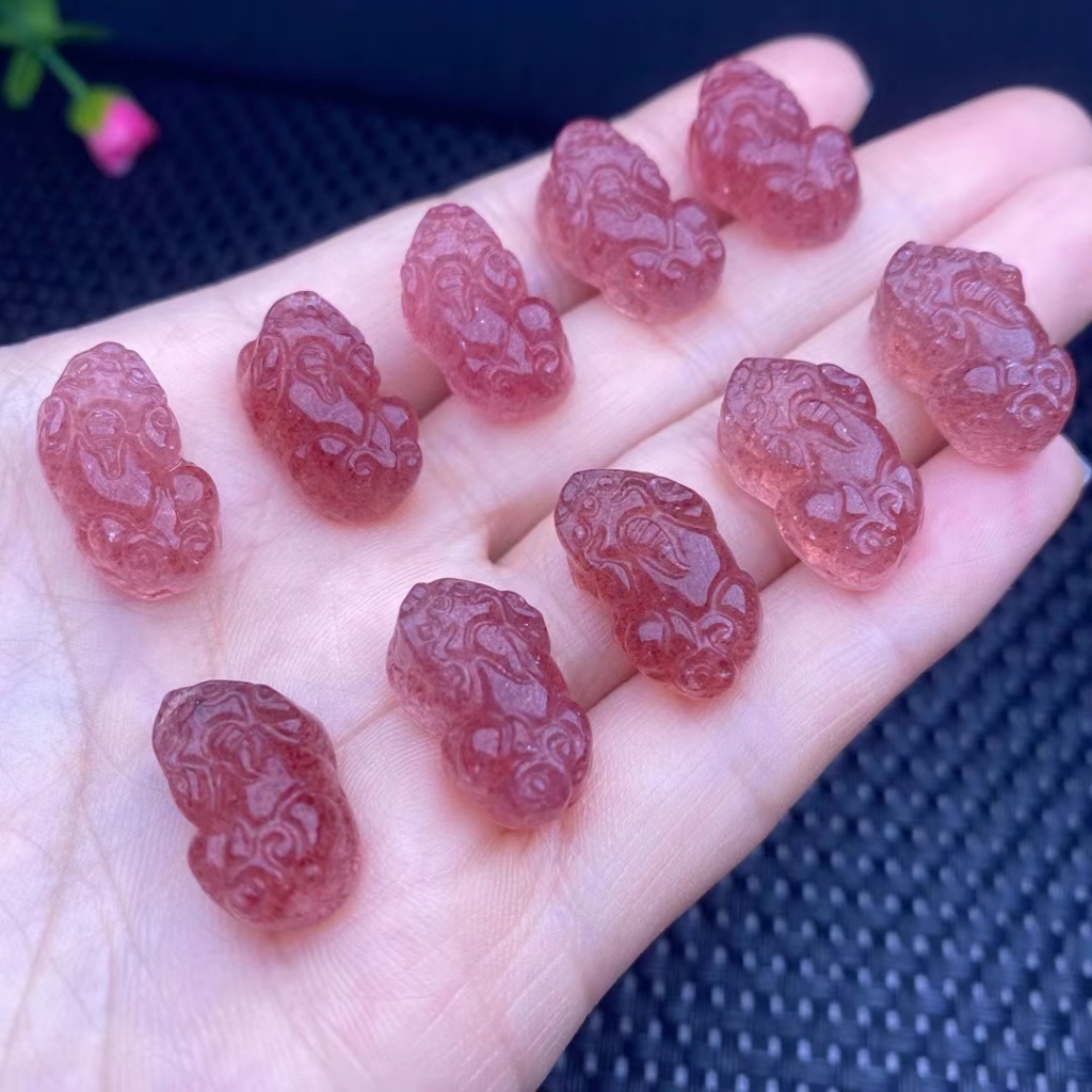 Natural Strawberry Crystal Pixiu Cute Jewelry diy Lucky Accessories ...