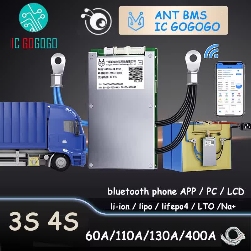 Smart 4S ANT BMS 12V 60A 400A 110A 130A 1000A Lifepo4 li-ion Lipo ...