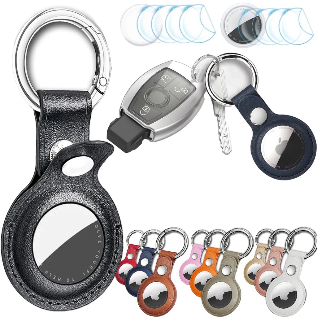 Leather Airtag Holder - Airtag Keychain Leather with Clasp, Full Grain ...