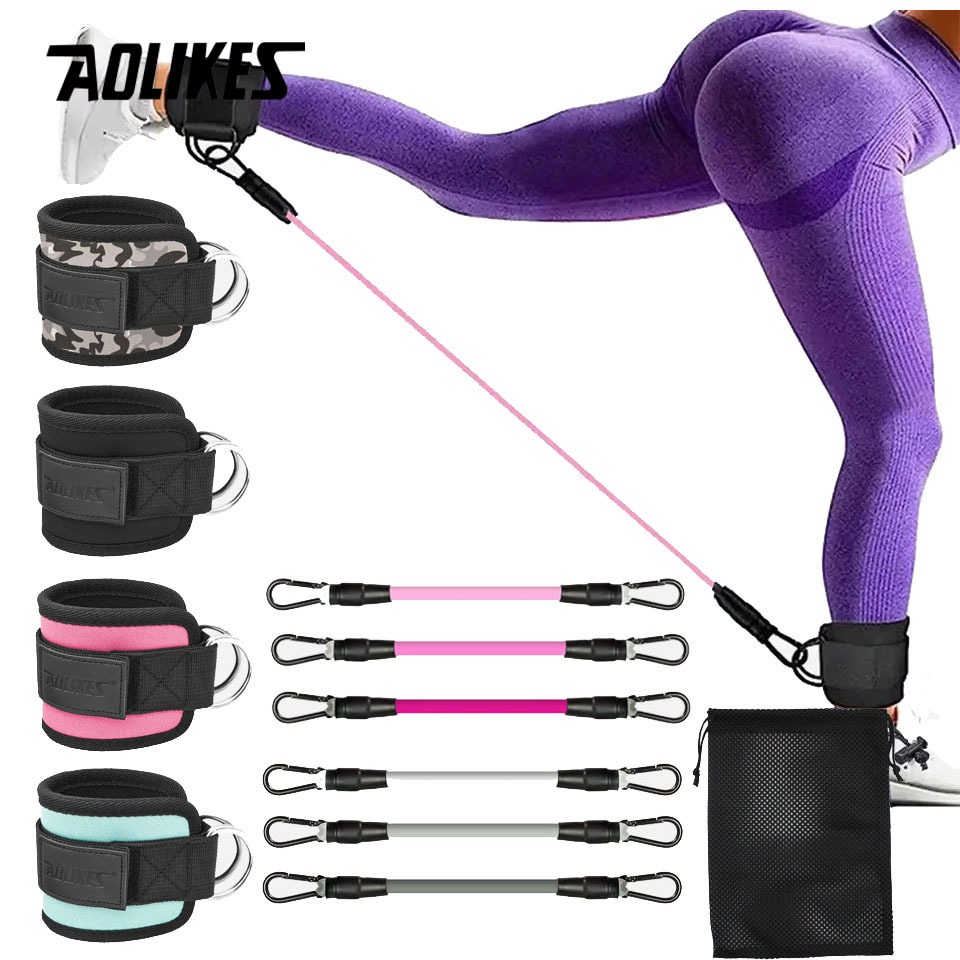 AOLIKES Cable Ankle Straps Double D-Ring Ankle Cuffs For Gym Workouts ...