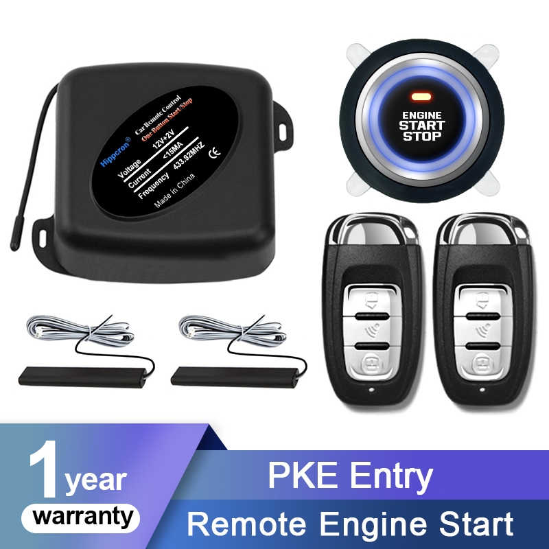 Car Engine Start Alarm System PKE Push Button Remote Starter Stop Alarm ...